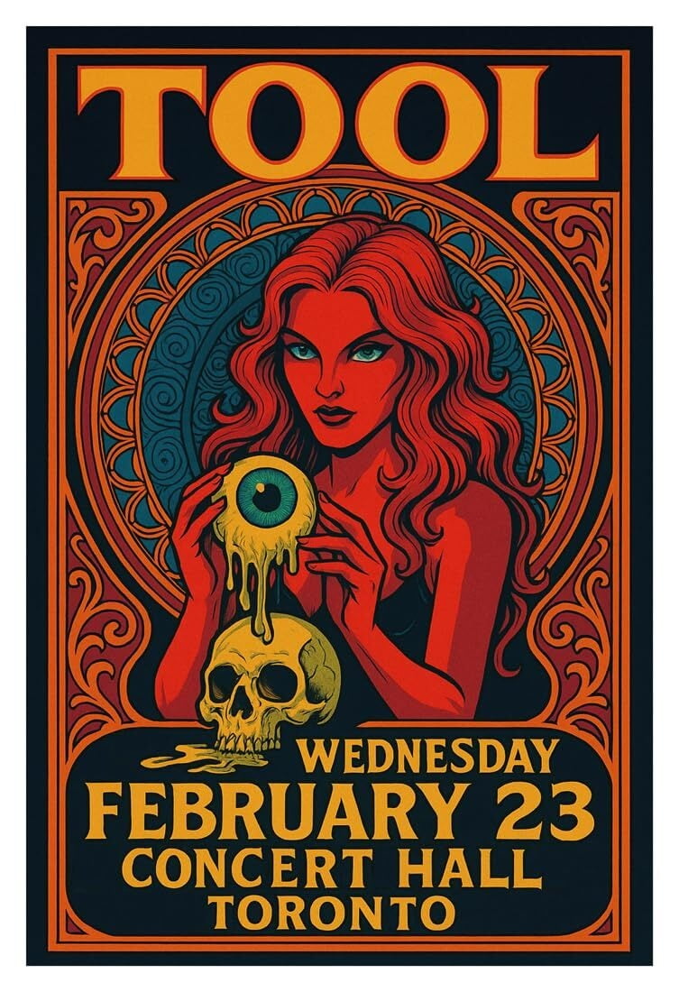 Tool Concert Poster, Wednesday, February 23rd, 1994, Concert Hall ...