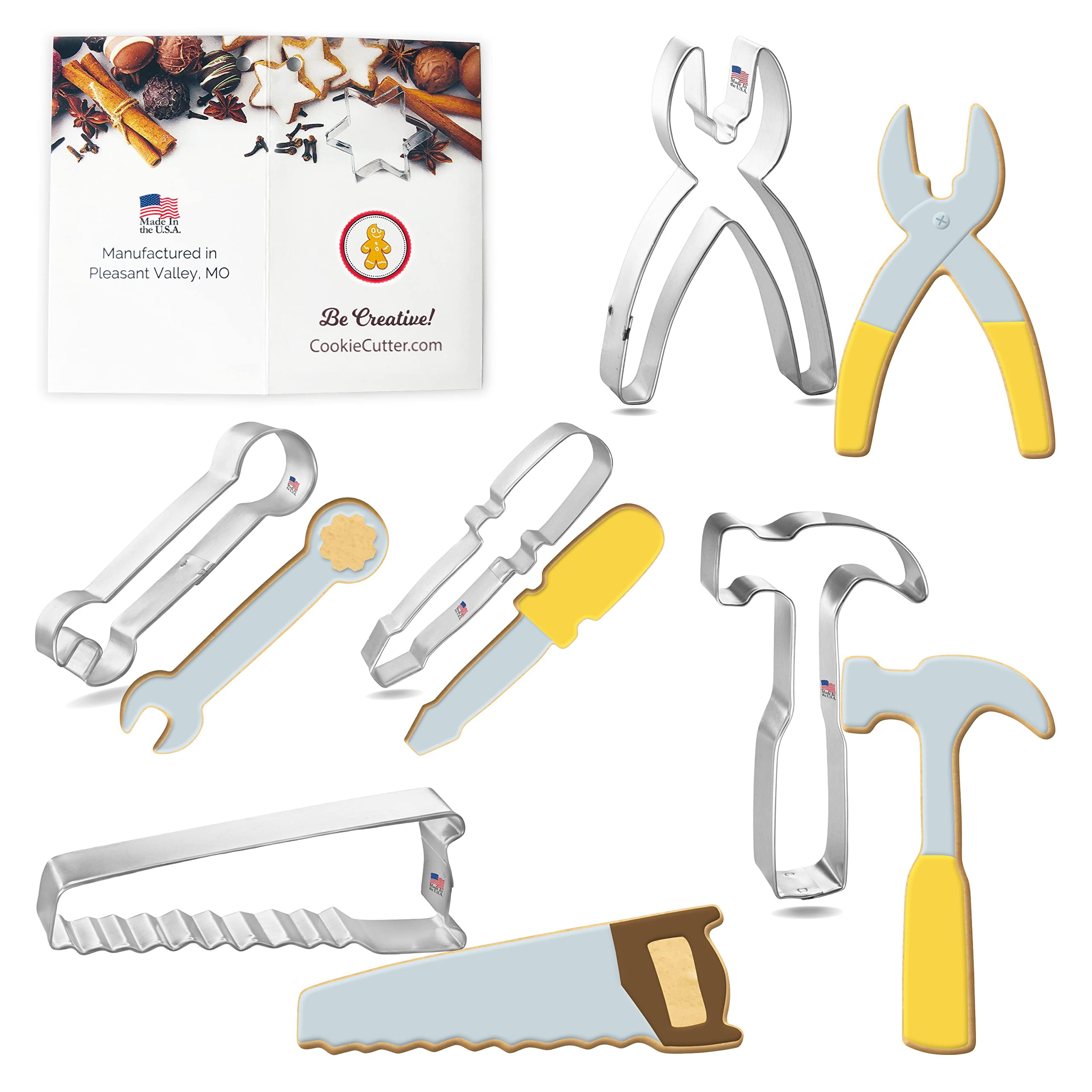 Tool Cookie Cutter Set - 5 Piece - 4 in Screw Driver, 4 in Wrench, 4.5 ...