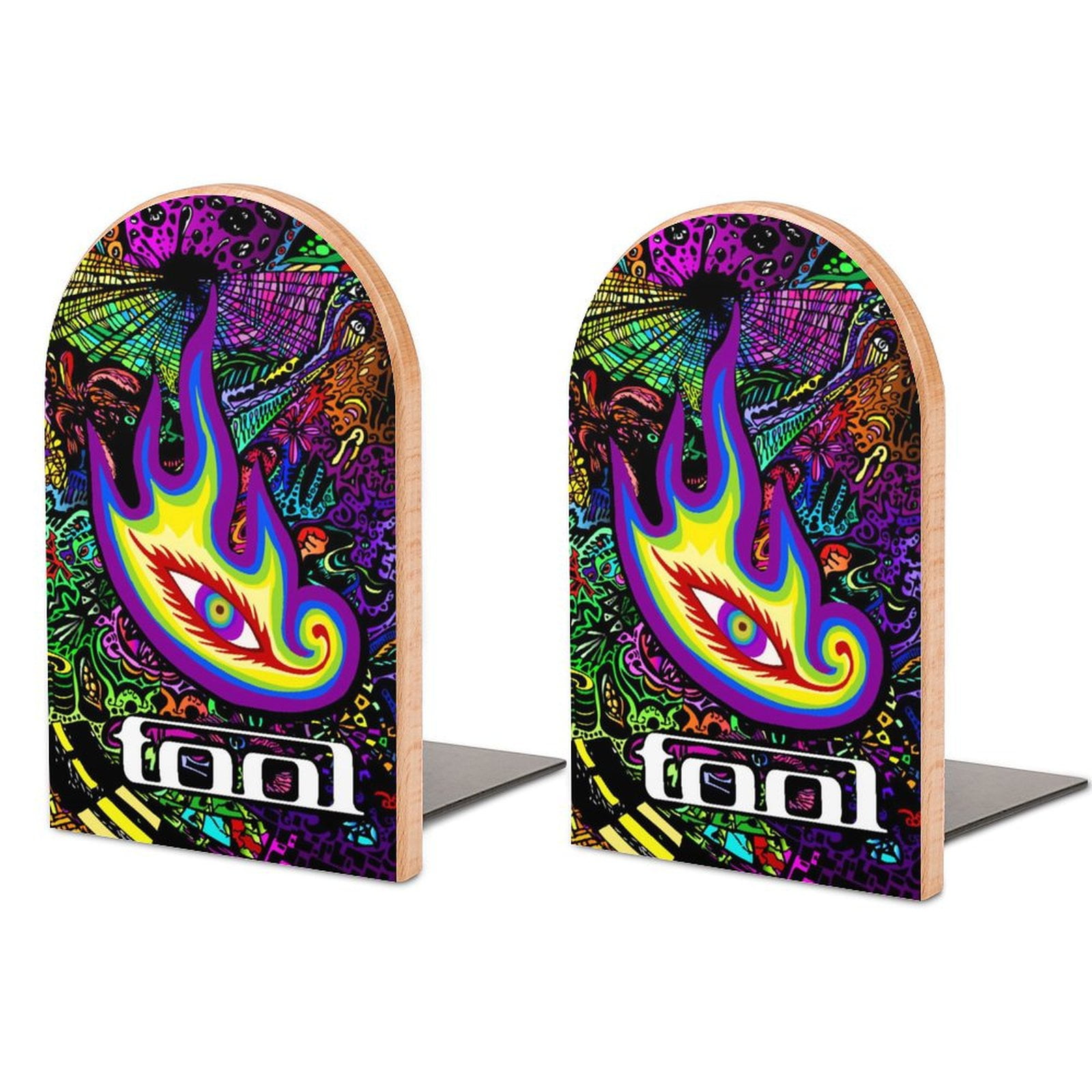 Tool Eye Bookends Wood Book Divider Decor Shelves Non-Skid Book Stand 2 ...
