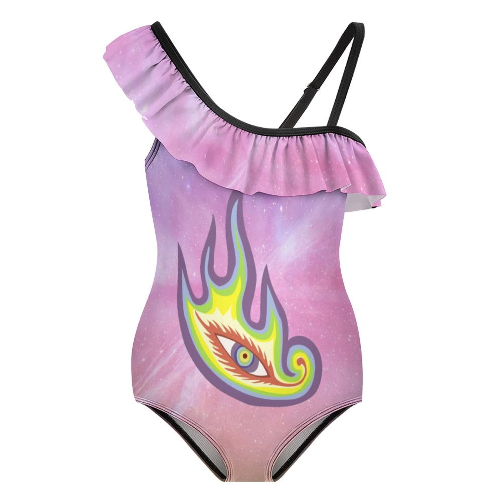 Tool Eye Logo One-Piece Swimsuit for Girls Adjustable One Shoulder ...