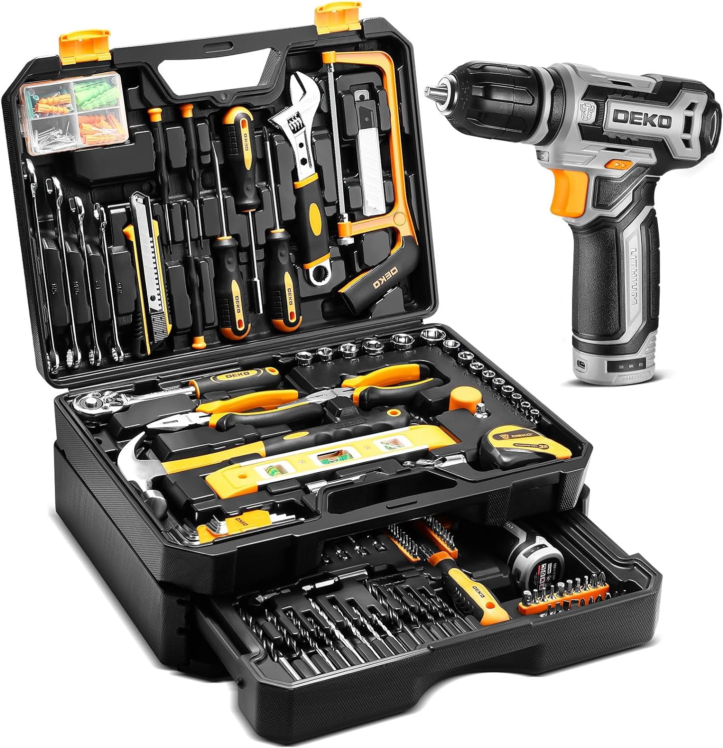 Tool Kit Box Drill Set：HLGJ Home Mechanic Toolbox with 12V Power ...