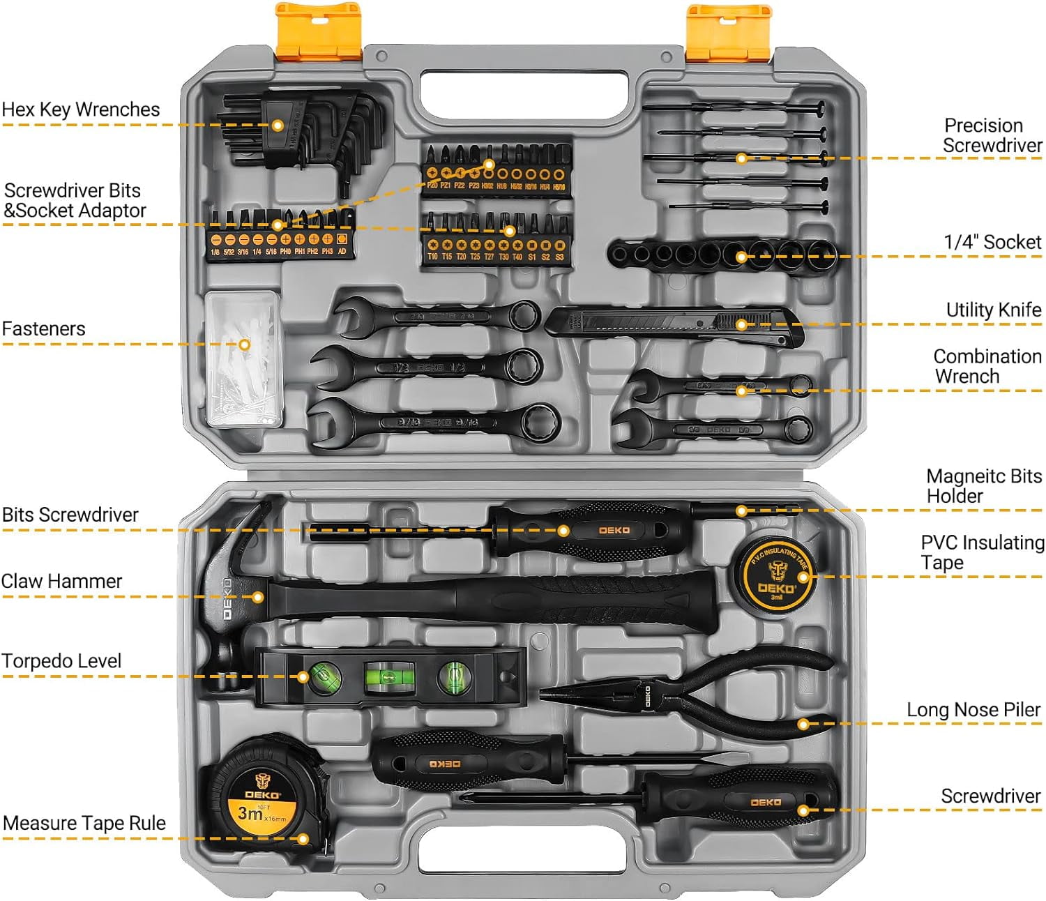 Tool Kit Set Box Home Repair Tools Basic Hand Toolbox Sets - Walmart.com