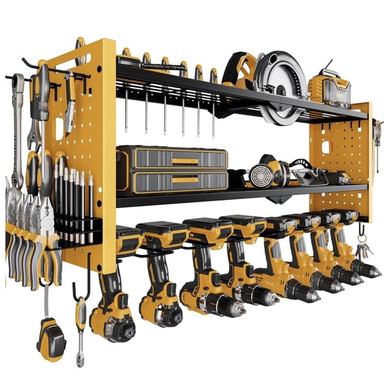 Tool Organizer Wall Mount, Tool Rack with 8 Drill Holders, 4 Layers ...