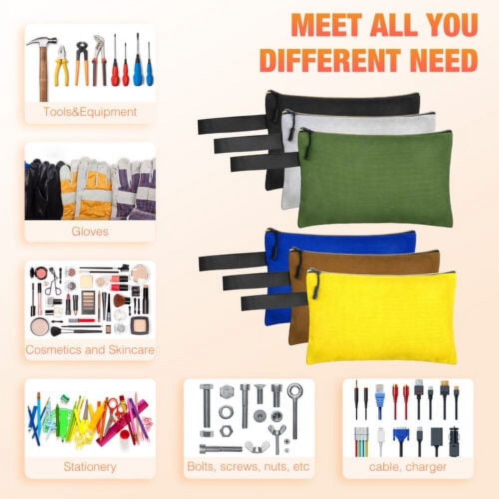 Tool Pouch Canvas Tool Small Bag Zipper Small Multipurpose Organizer ...