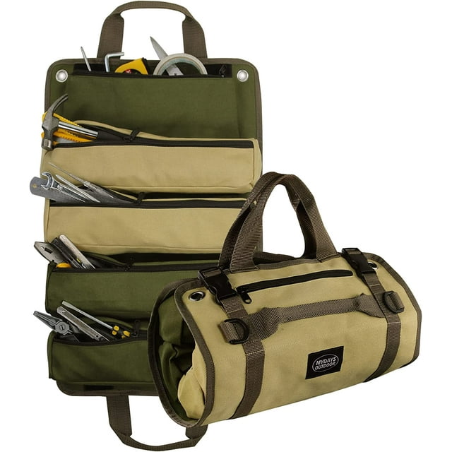 Tool Roll Organizer, Roll Up Tool Bag With Detachable Pouches, Heavy ...