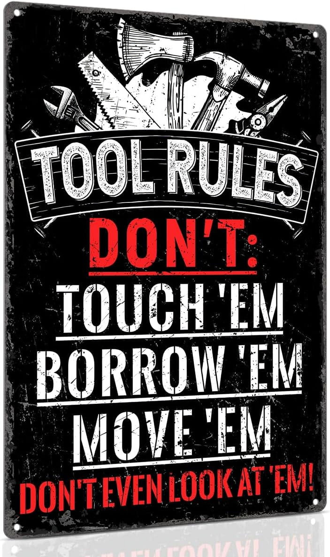 Tool Rules Sign Vintage Metal Sign for Garage Decor 8 x 12 Inch ...
