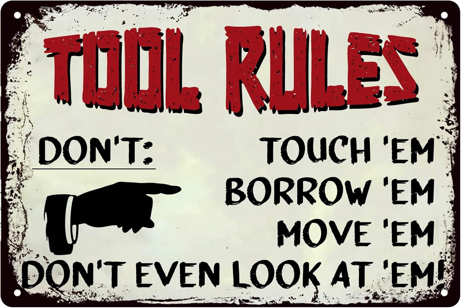 Tool Rules Tin Metal Signs Garage Wall Decor Funny Decorative Poster ...