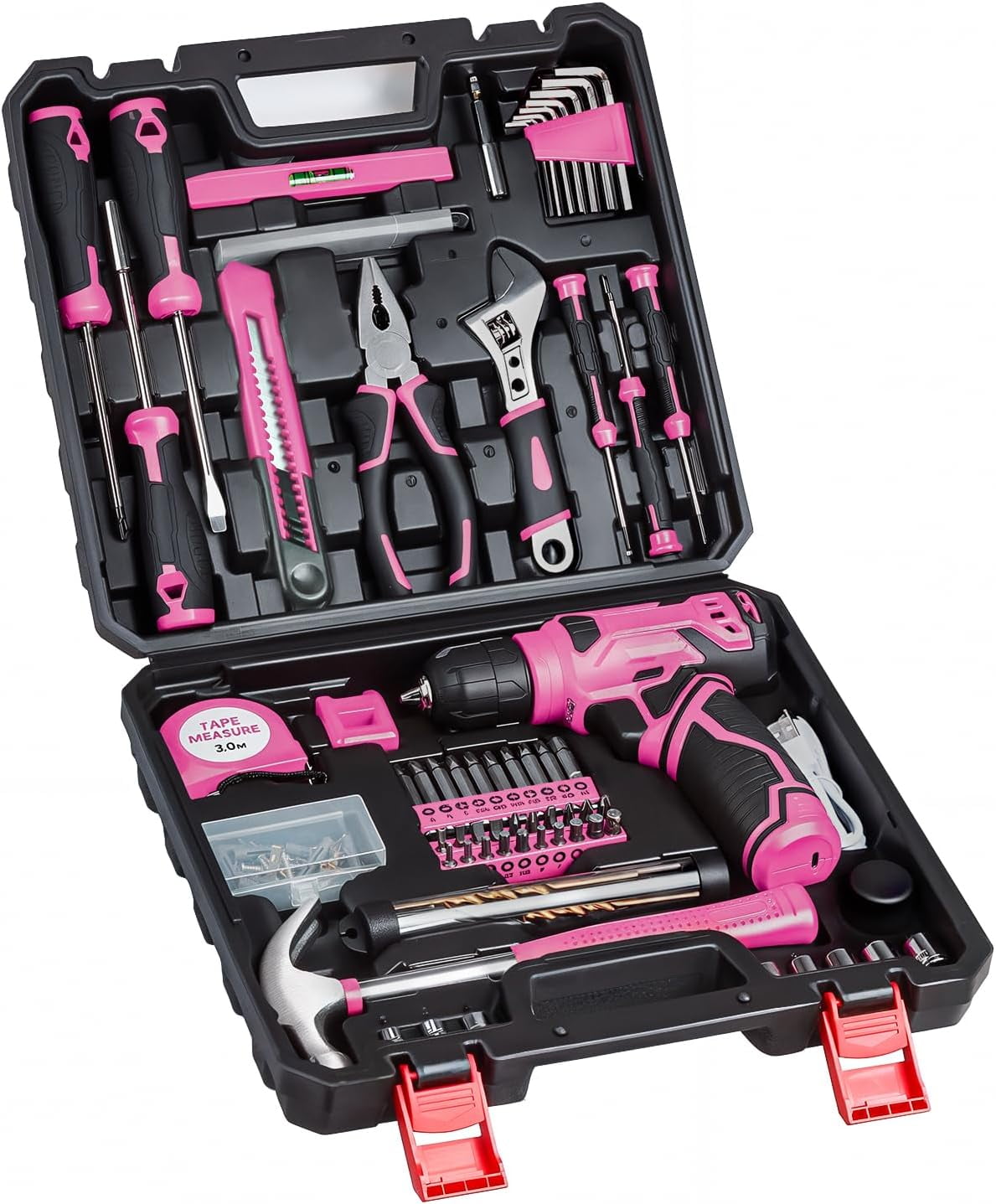 Tool Set - Tool Kit with 8V Cordless Drill, 132 Piece Tool Box with ...