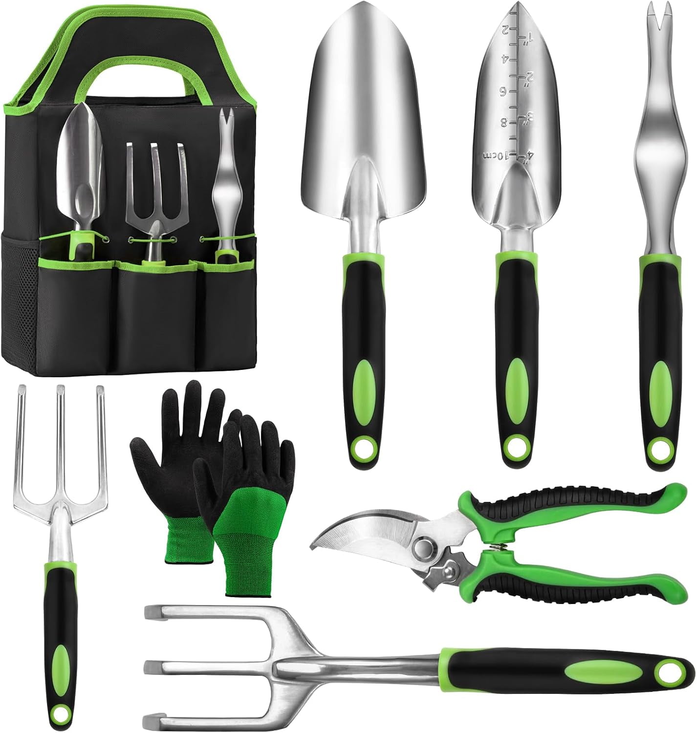 Tool Set with Non Slip Rubber Grip,8 Piece Stainless Steel Gardening ...