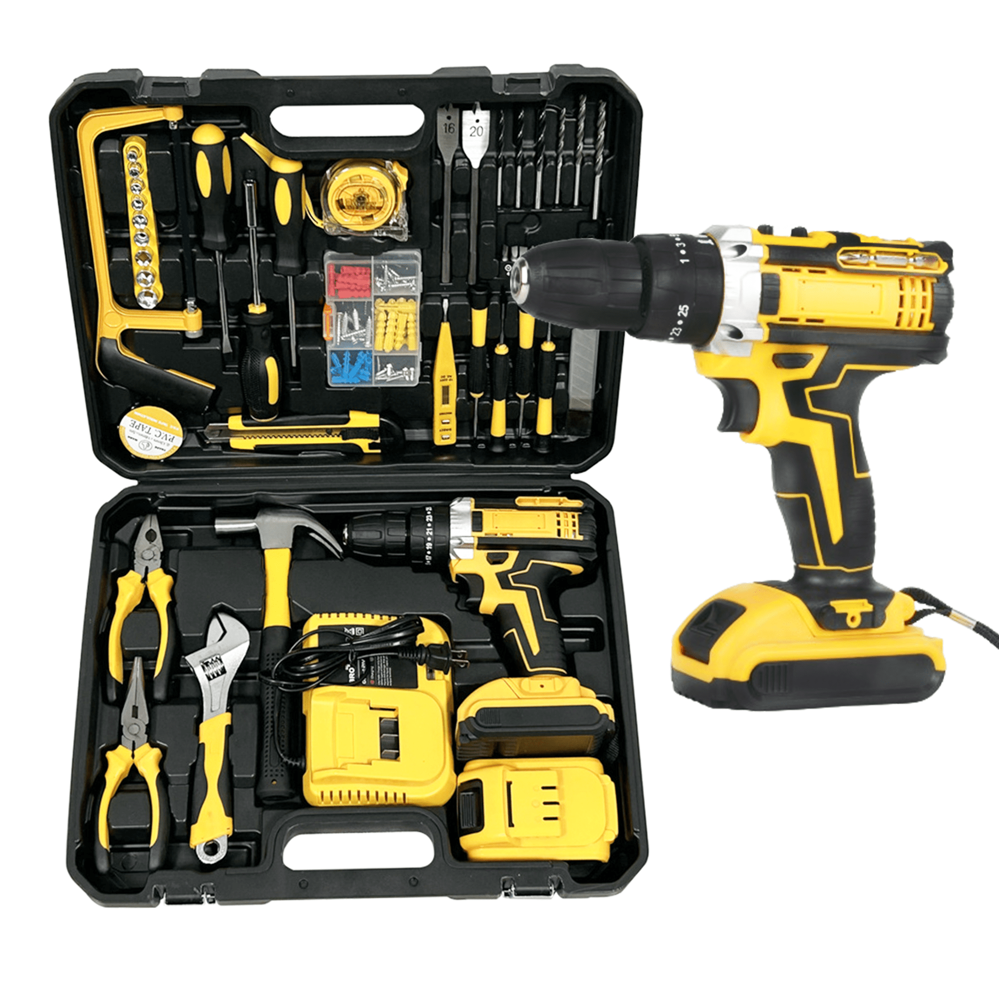 Arcwares 21V Cordless Drill 120 Pcs Combo Kits, Tool Set with ...