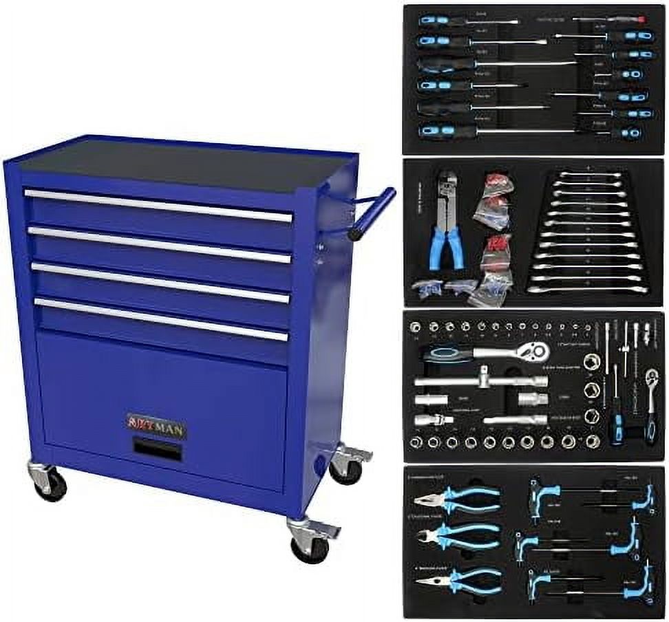 Tool Sets and 4 Drawers Tool Cart with Wheels,Rolling Tool Box Mechanic ...