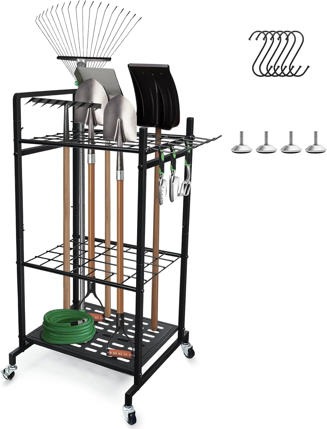 Tool Storage Rack, Black, Steel, Mobile, 17.3x 15.5 x 33.5 inches ...
