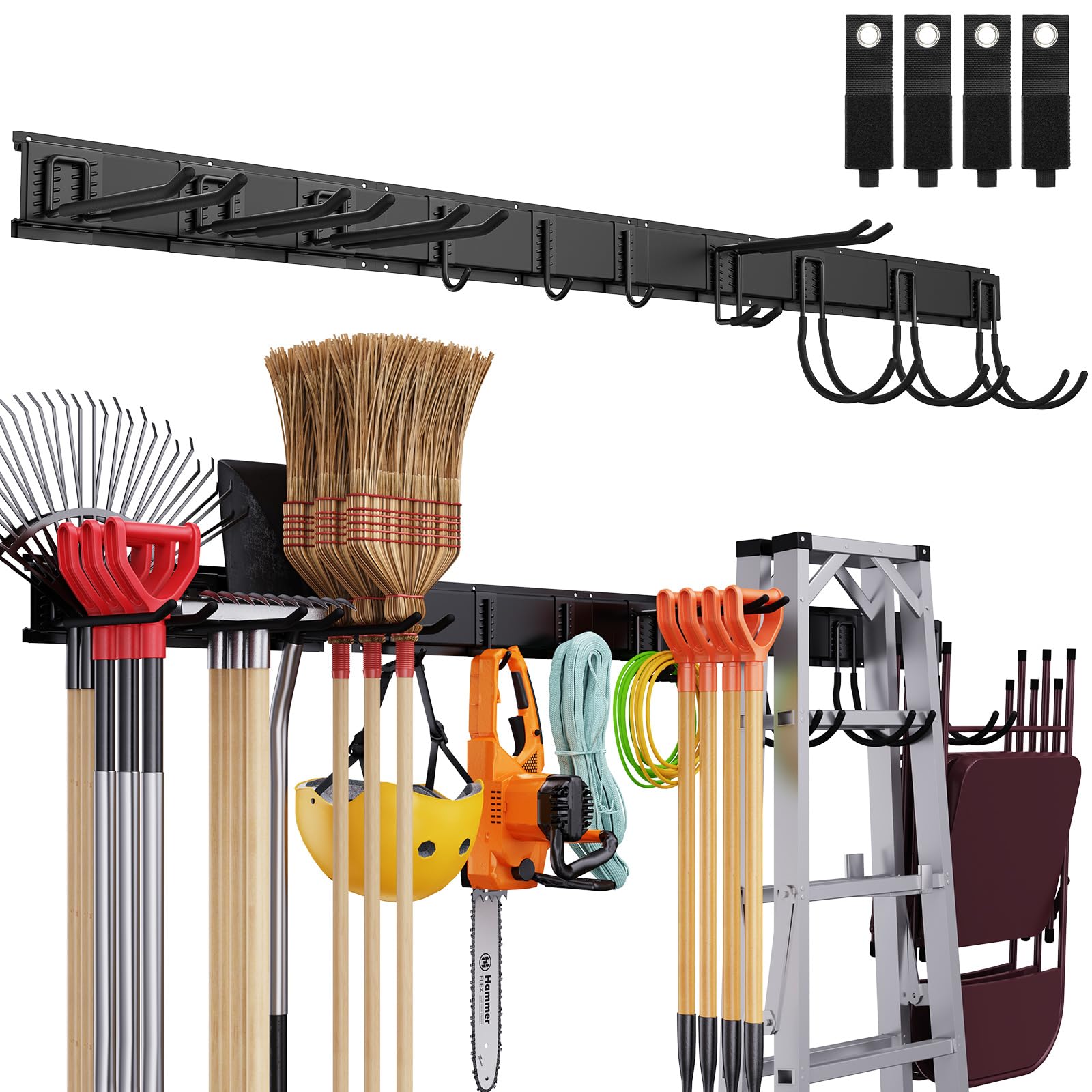 Tool Storage Rack Wall Mount, 64 Inch Adjustable Garden Tool Organizer ...