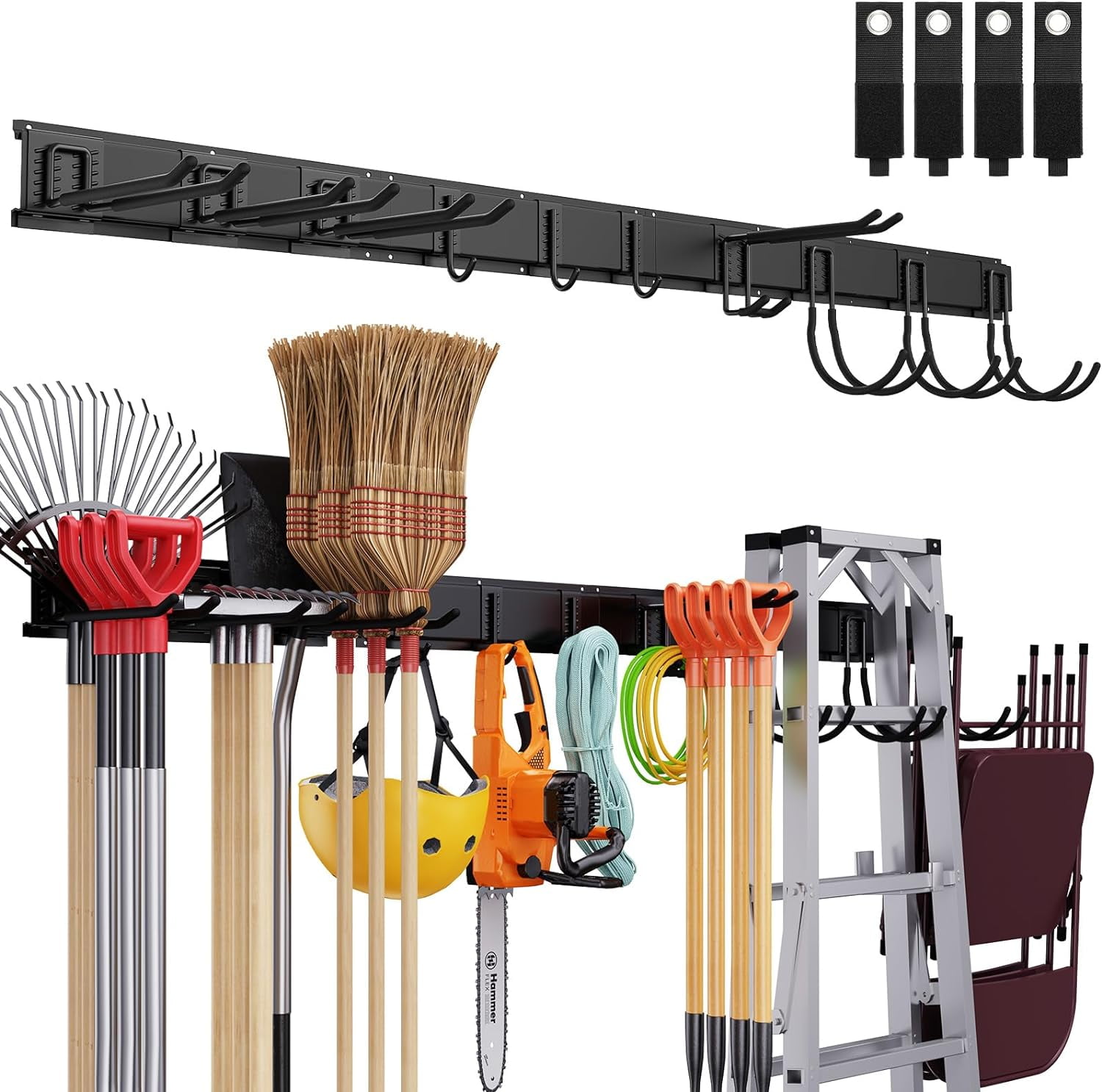 Tool Storage Rack Wall Mount, 64 Inch Adjustable Garden Tool Organizer ...