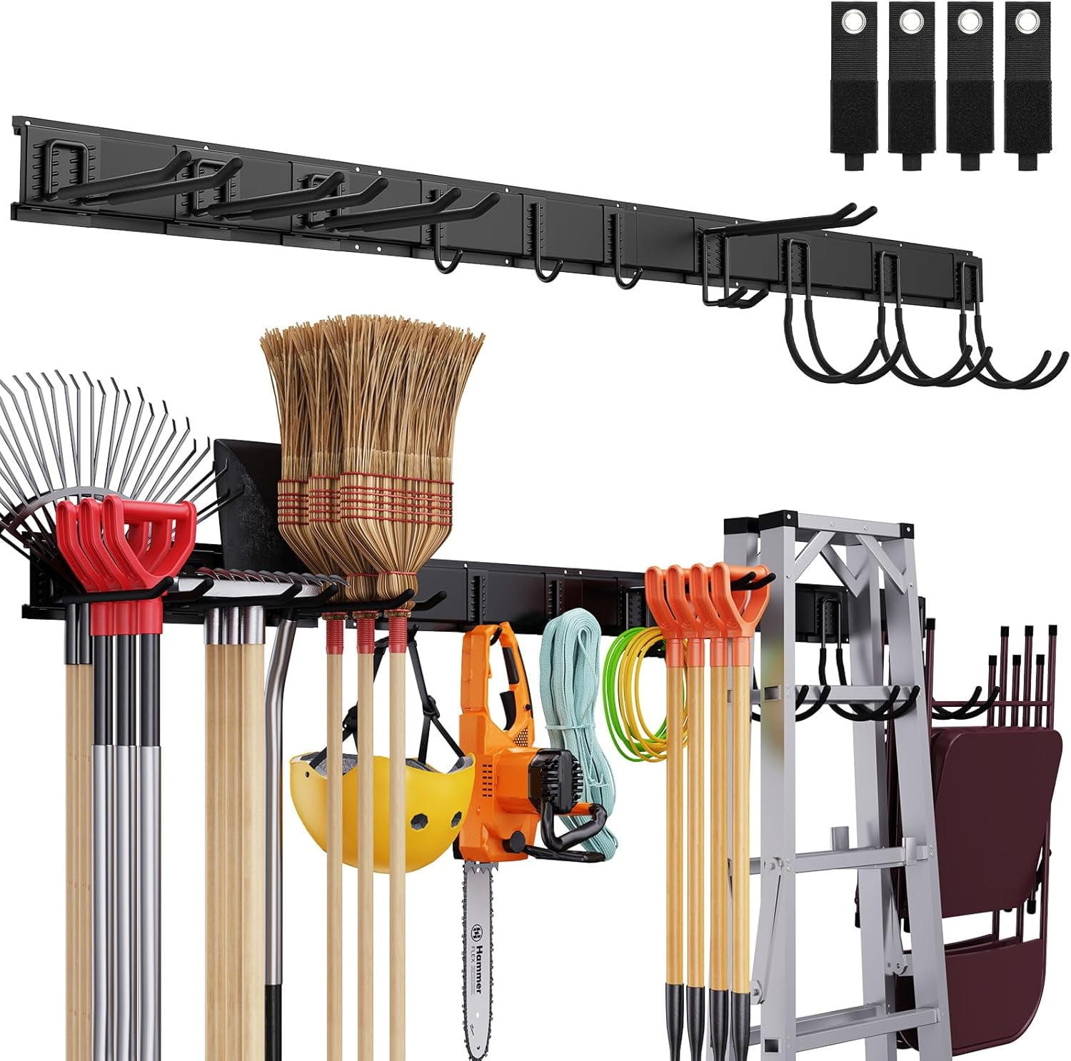 Tool Storage Rack Wall Mount, 64 Inch Adjustable Garden Tool Organizer ...