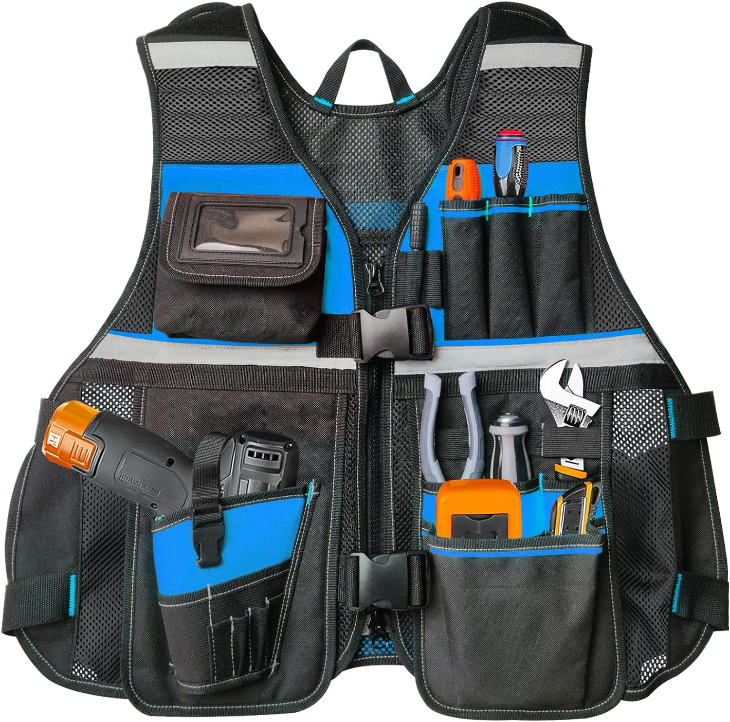 Tool Vest Electrician, 15 Pockets Tool Vest for Handyman, Carpenter ...