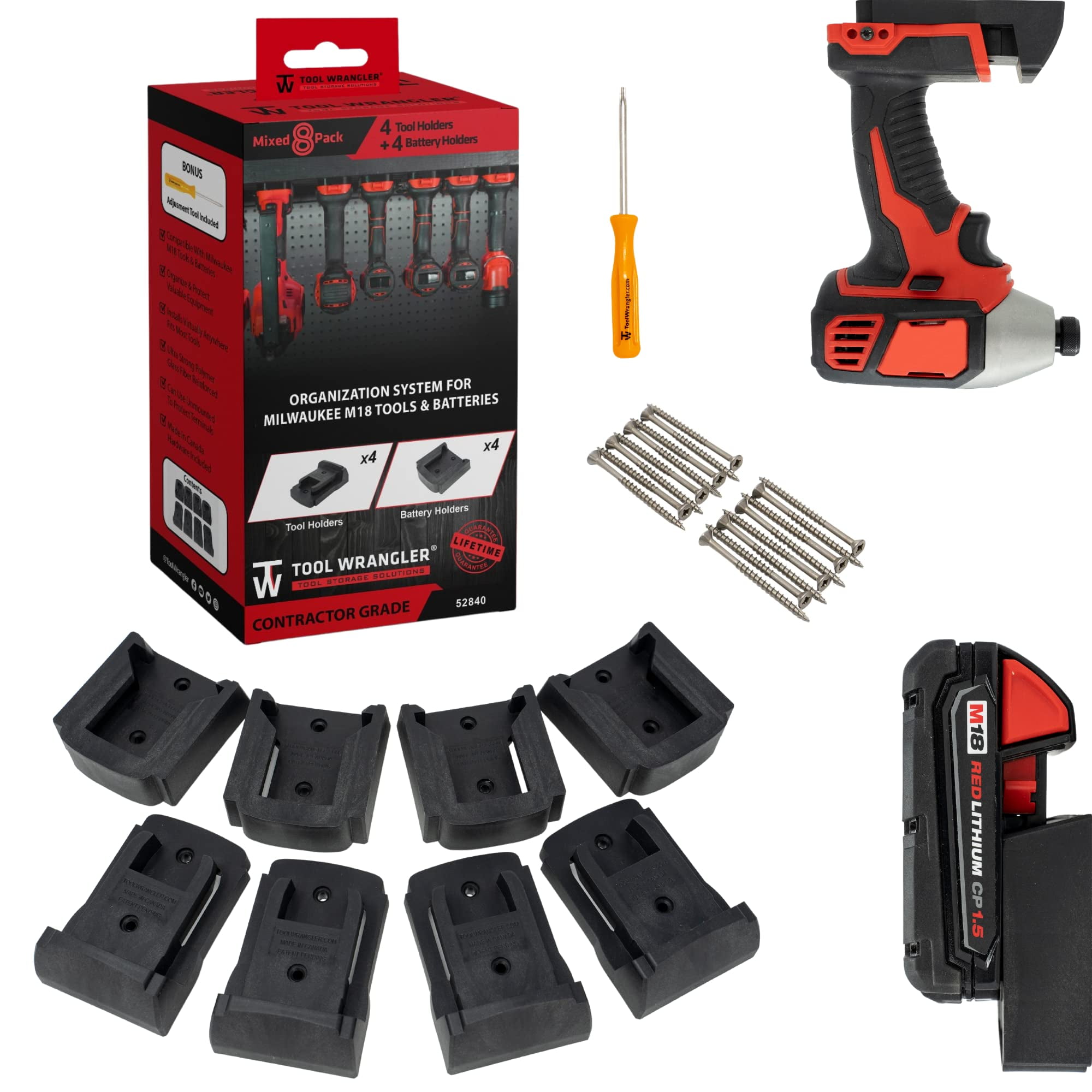 Tool Wrangler Organization for Milwaukee M18 Tools & Batteries - Black ...