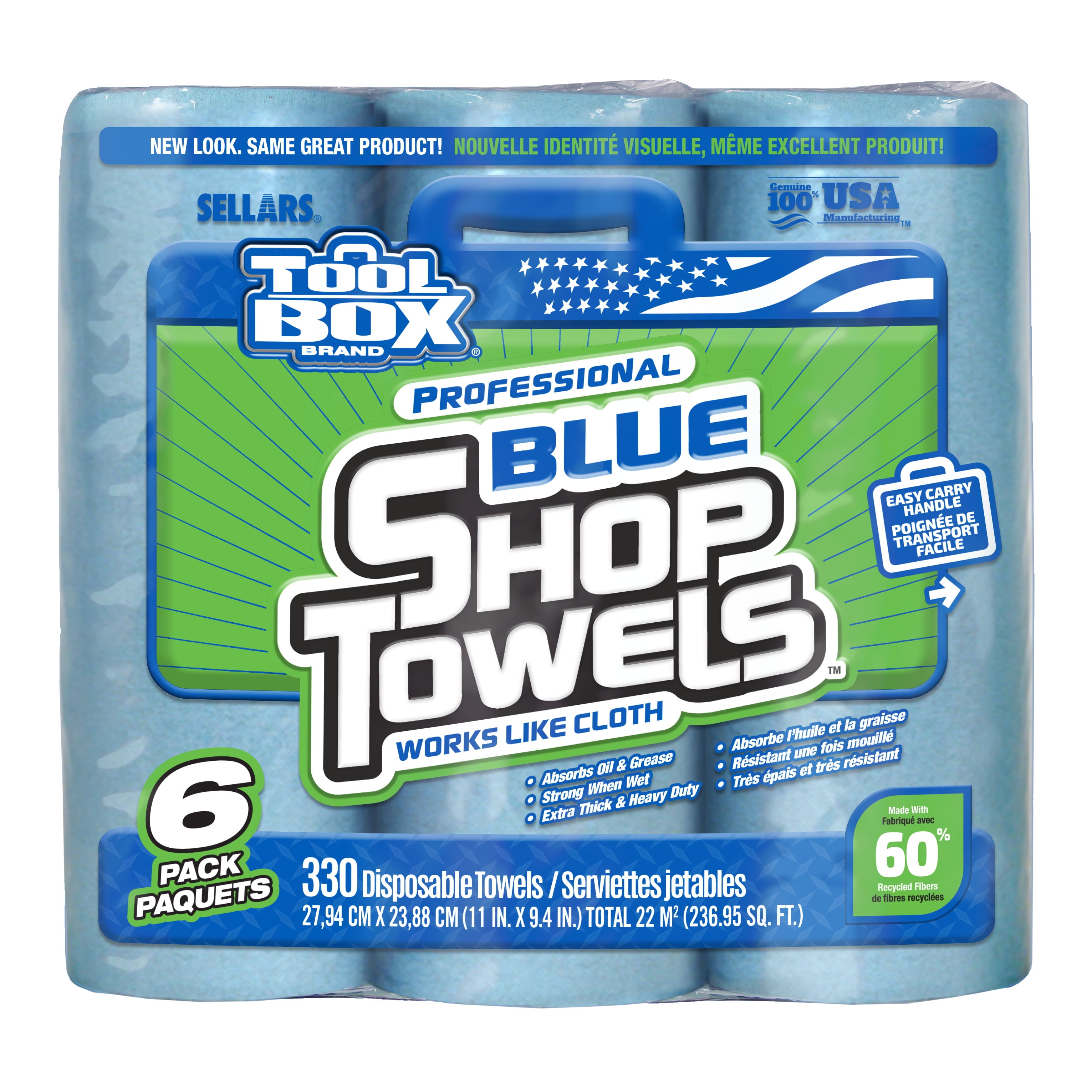ToolBox® Blue Shop Towel, 6 Rolls (55 Sheets per Roll) Multi-Purpose ...