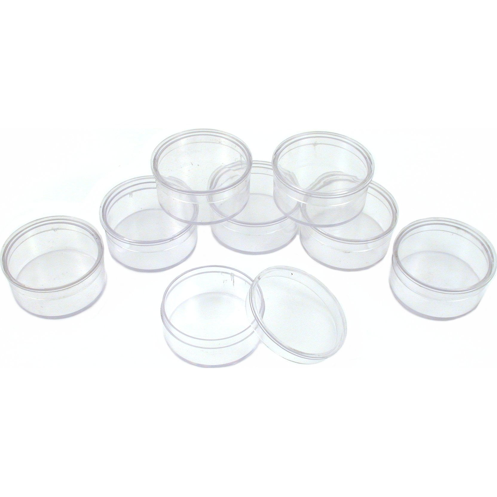 ToolUSA (2 Pack) 8 Piece Round Clear Plastic Gem Jars | 1.25" x 0.5" (3 ...