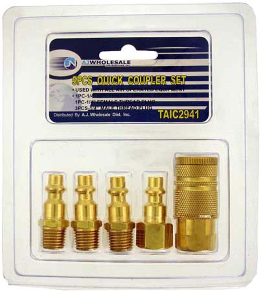 ToolUSA 5-Piece Brass Quick Coupler Set | 1/4" (0.6 cm) Threads ...