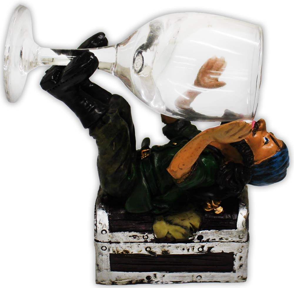 ToolUSA Pirate Statue & Detachable Wine Glass | Antique-Style Polymer ...
