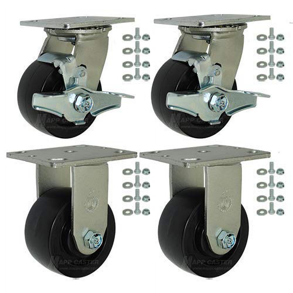 Toolbox Caster Kit - 4" Polyolefin Casters for Job Boxes - 2,000 Lbs ...