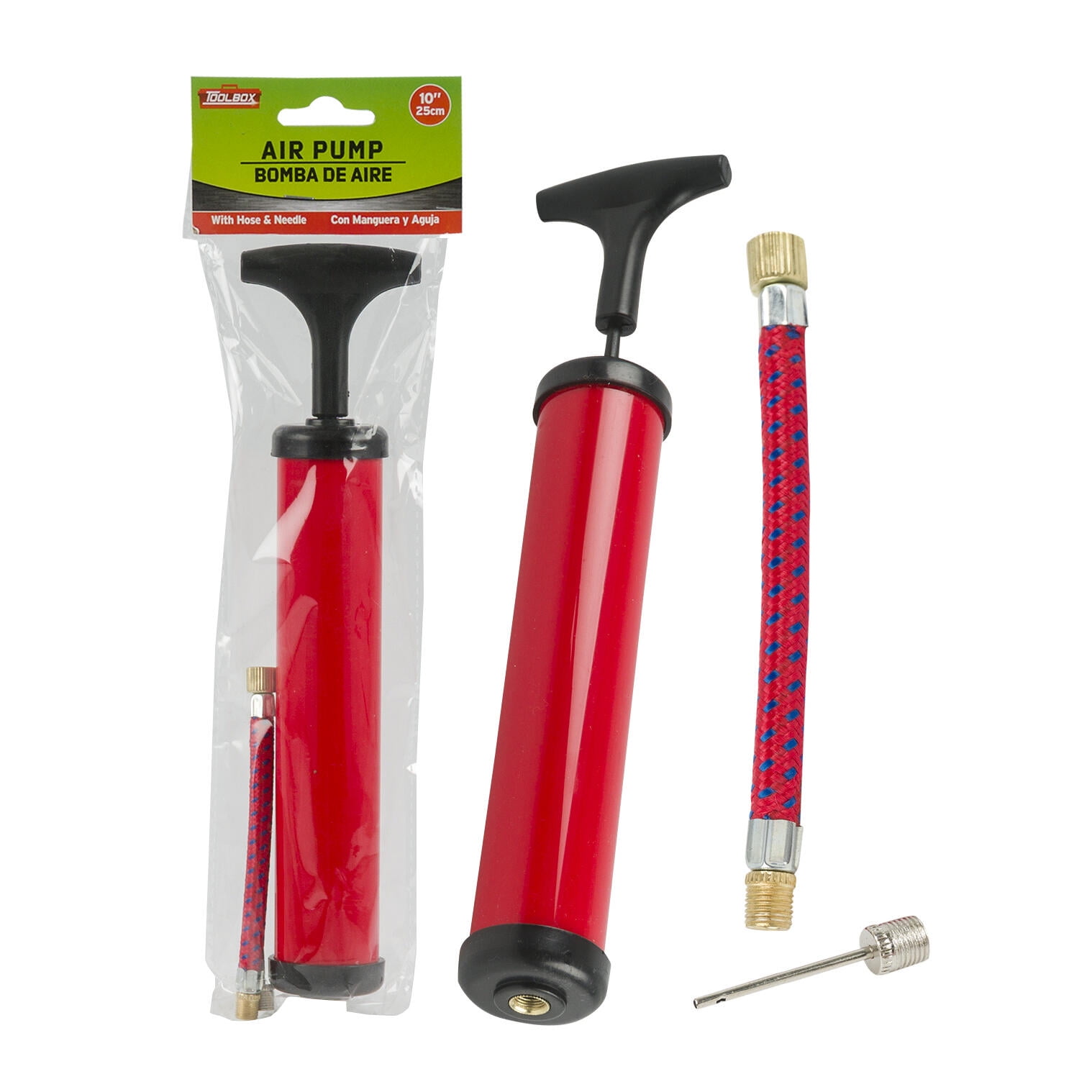 Toolbox Company Air Pump with Hose & Needle - 10"/25cm - Red - Walmart.com