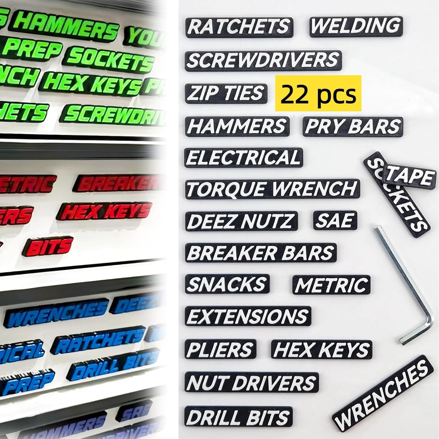 Toolbox Drawer Tags, 3D Magnetic Tool Box Organizer Labels, Mini ...