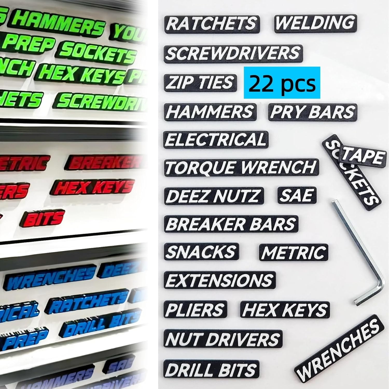 Toolbox Drawer Tags, 3D Magnetic Tool Box Organizer Labels, Mini ...