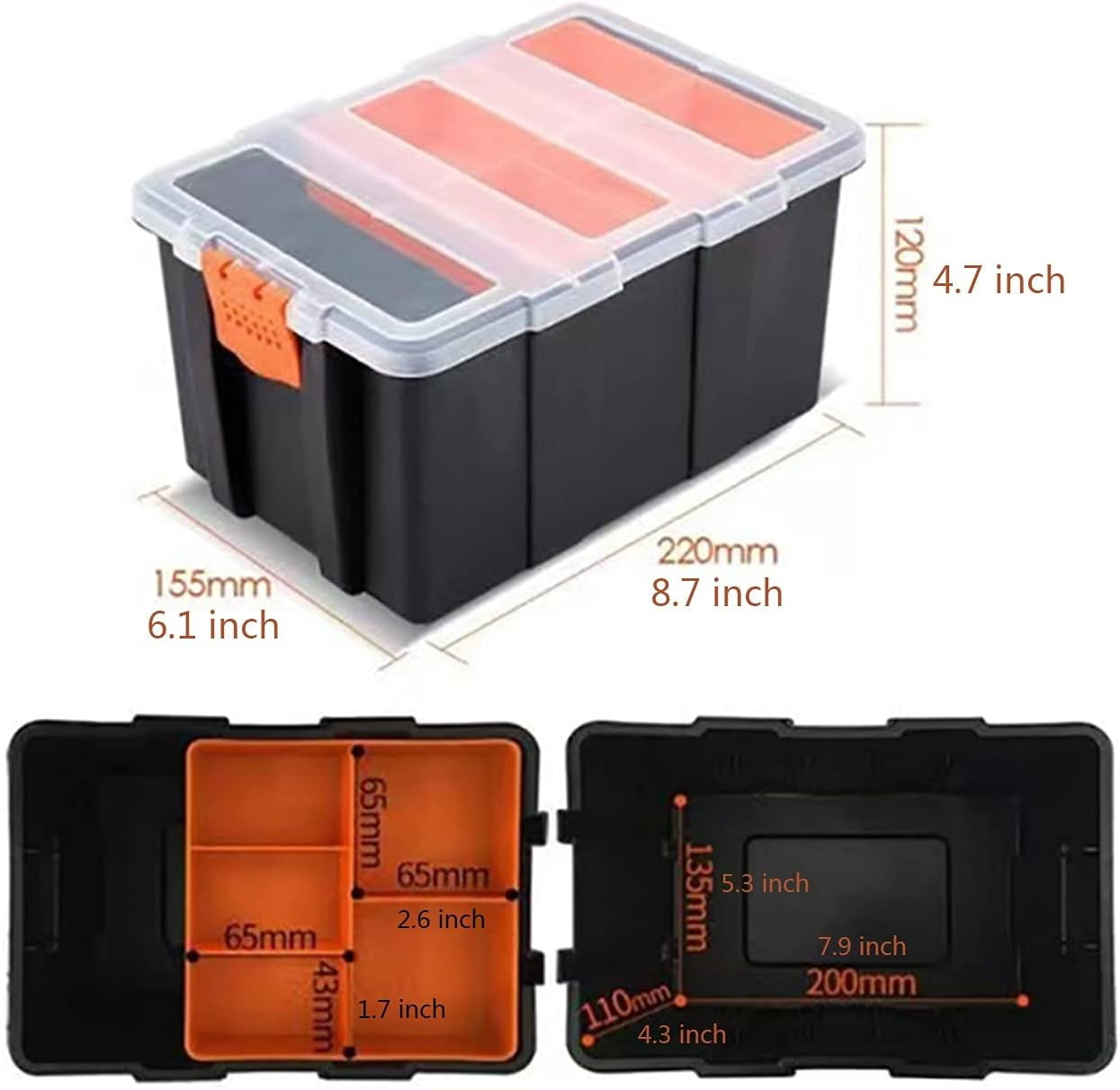 Toolbox/Organiser for Tools Pcs/Set Tool Box Plastic Storage Combined ...