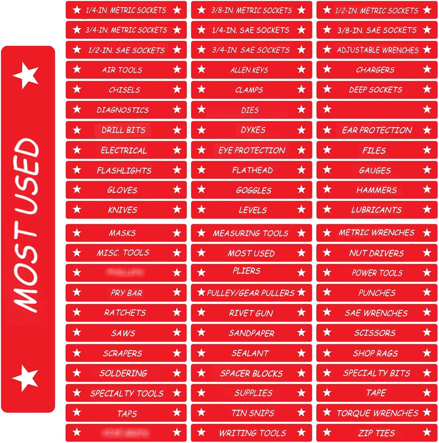 Toolbox Organization Labels - 66 count Tool Chest Drawer Labels (4.5x0 ...