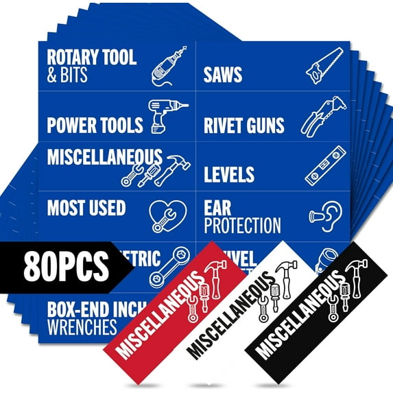 Toolbox Organization Magnetic Labels - 80 Large, Tool Chest Organizer ...