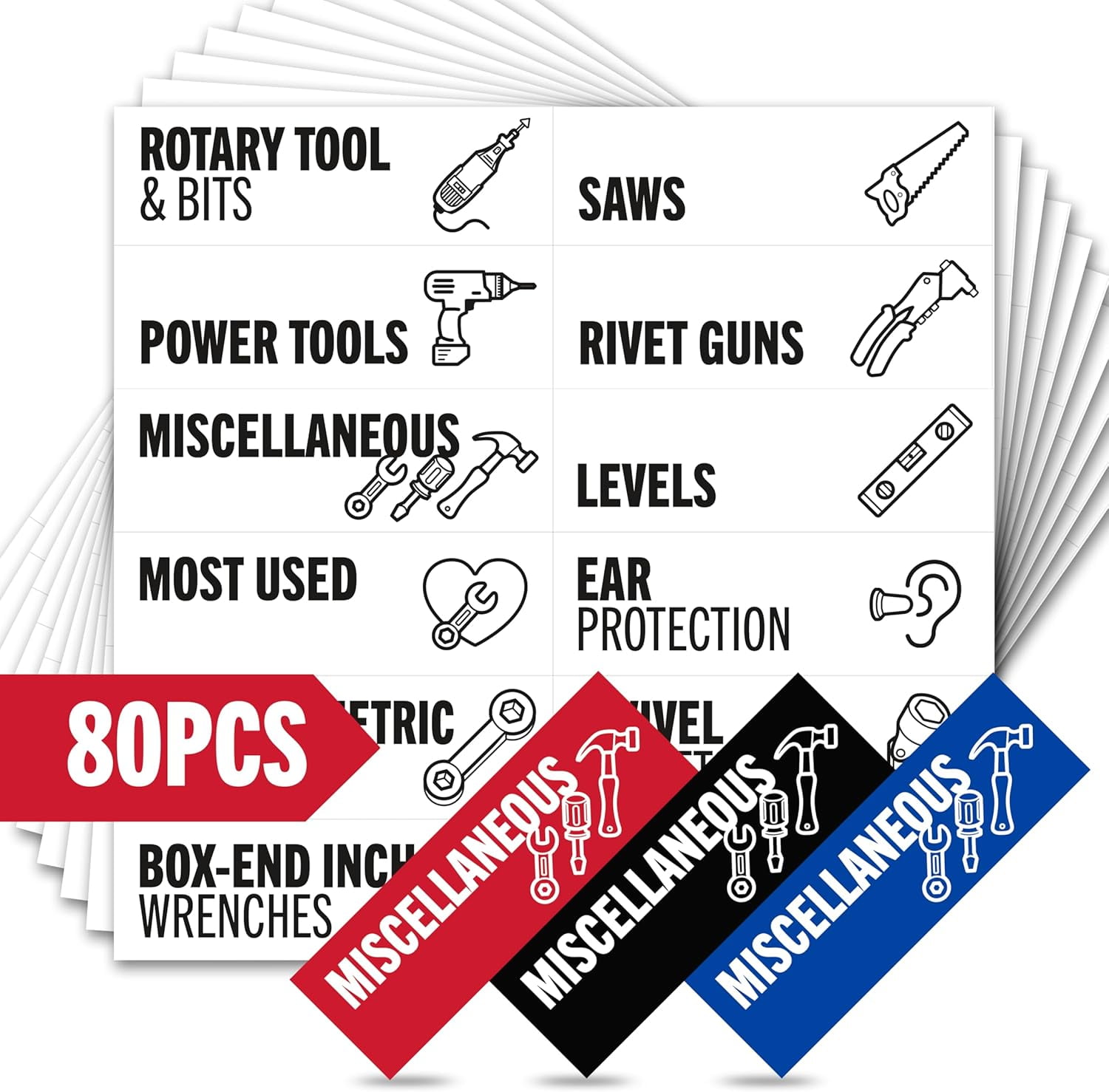 Toolbox Organization Magnetic Labels - 80 Large, Tool Chest Organizer ...