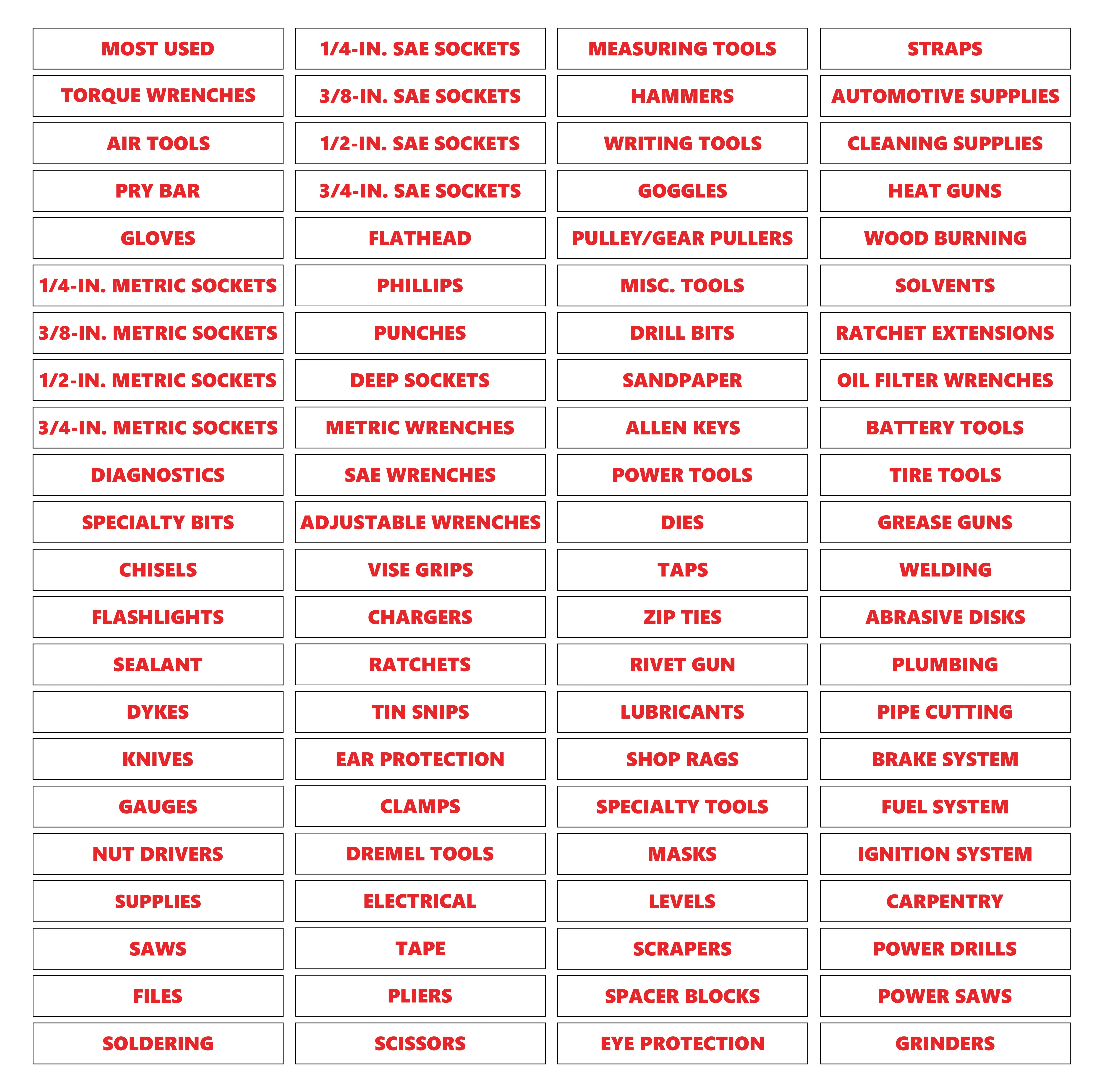 Toolbox Organizational Magnetic Labels Premium Set by DCM Solutions ...