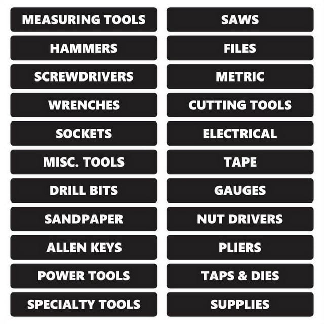 Toolbox Organizational Magnetic Rounded Labels by DCM Solutions (Black ...