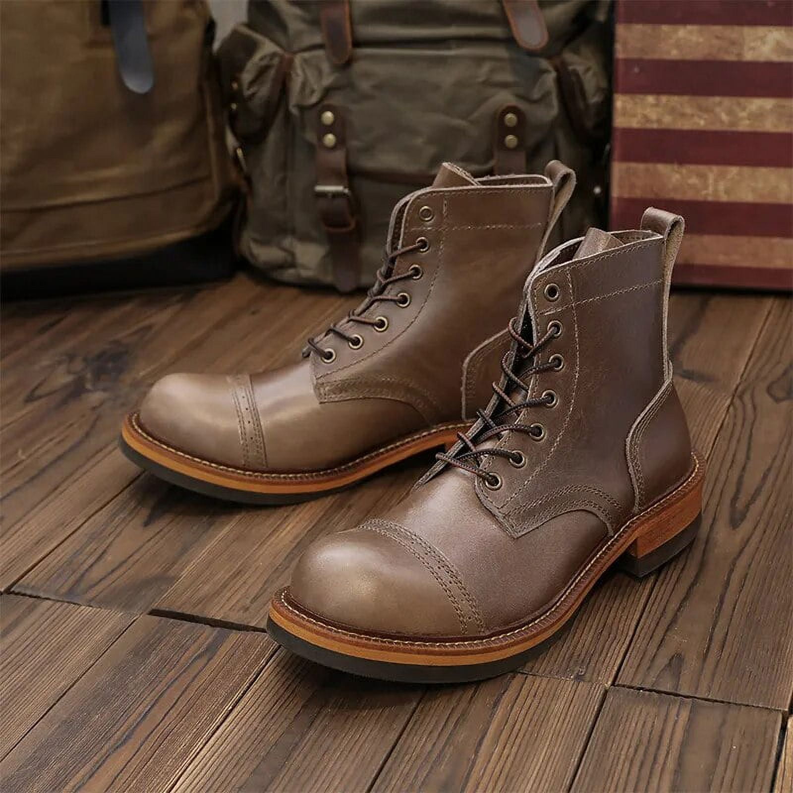 Tooling Work Boots Genuine Leather Luxury Designer Men Shoes Vintage ...