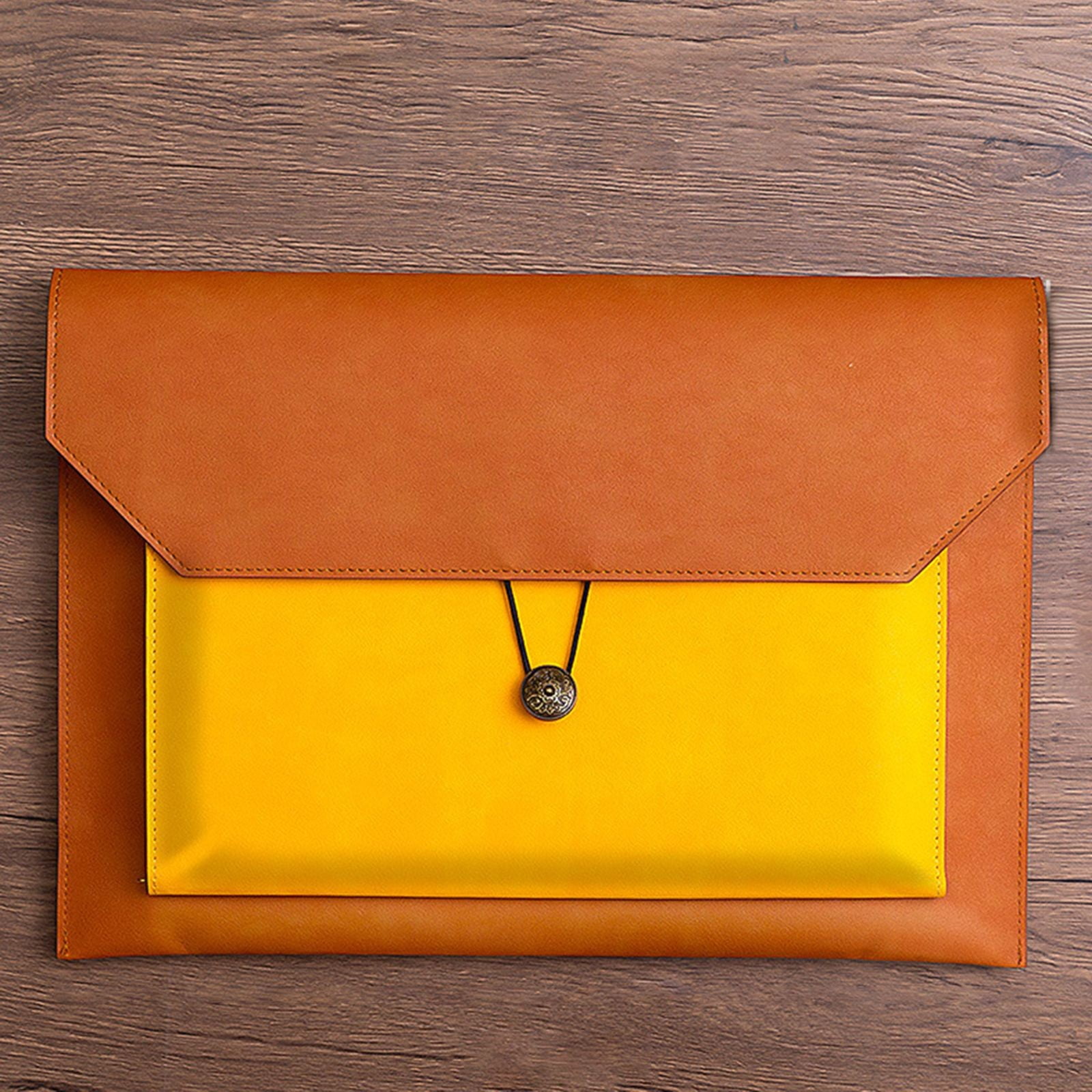 Toolix Clearance! Leather Business Document Bag Button Document Storage ...