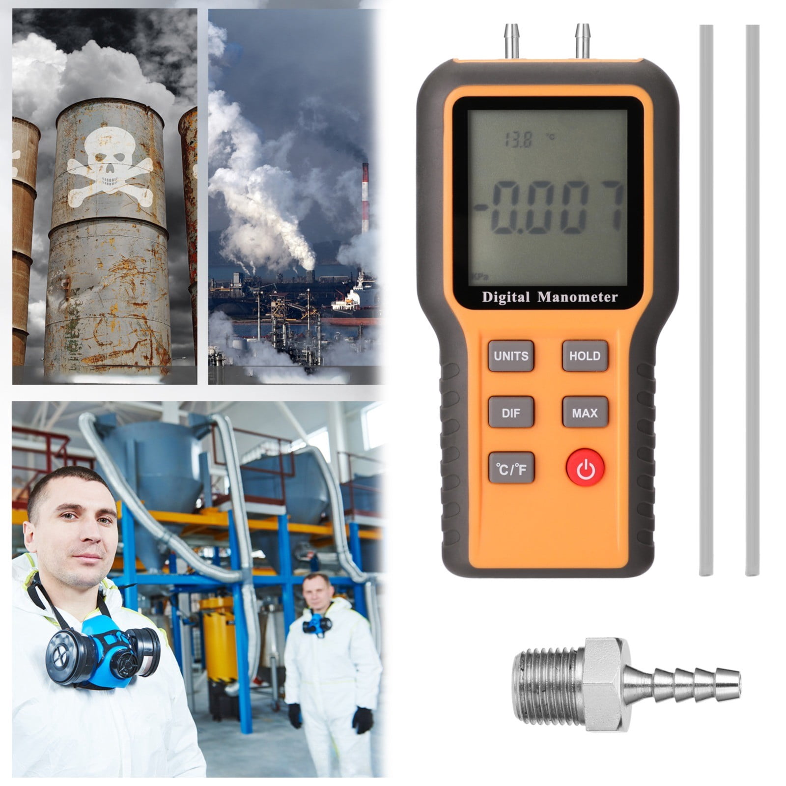 Toolix Digital Manometer Units Adjustable Indoor Temperature ...