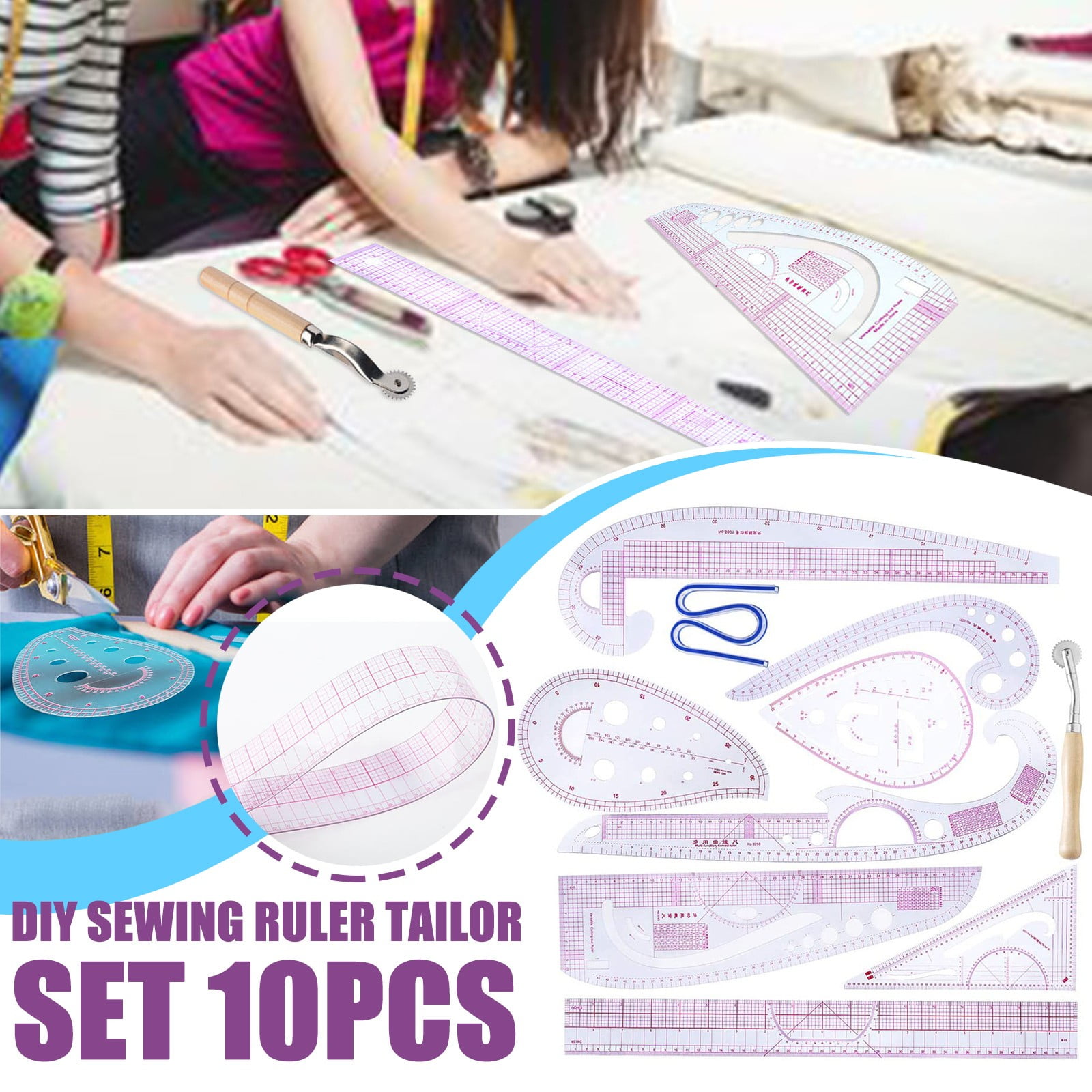 Toolix Measuring Tools Sample Making Tailor Ruler Clothing Ruler Set ...