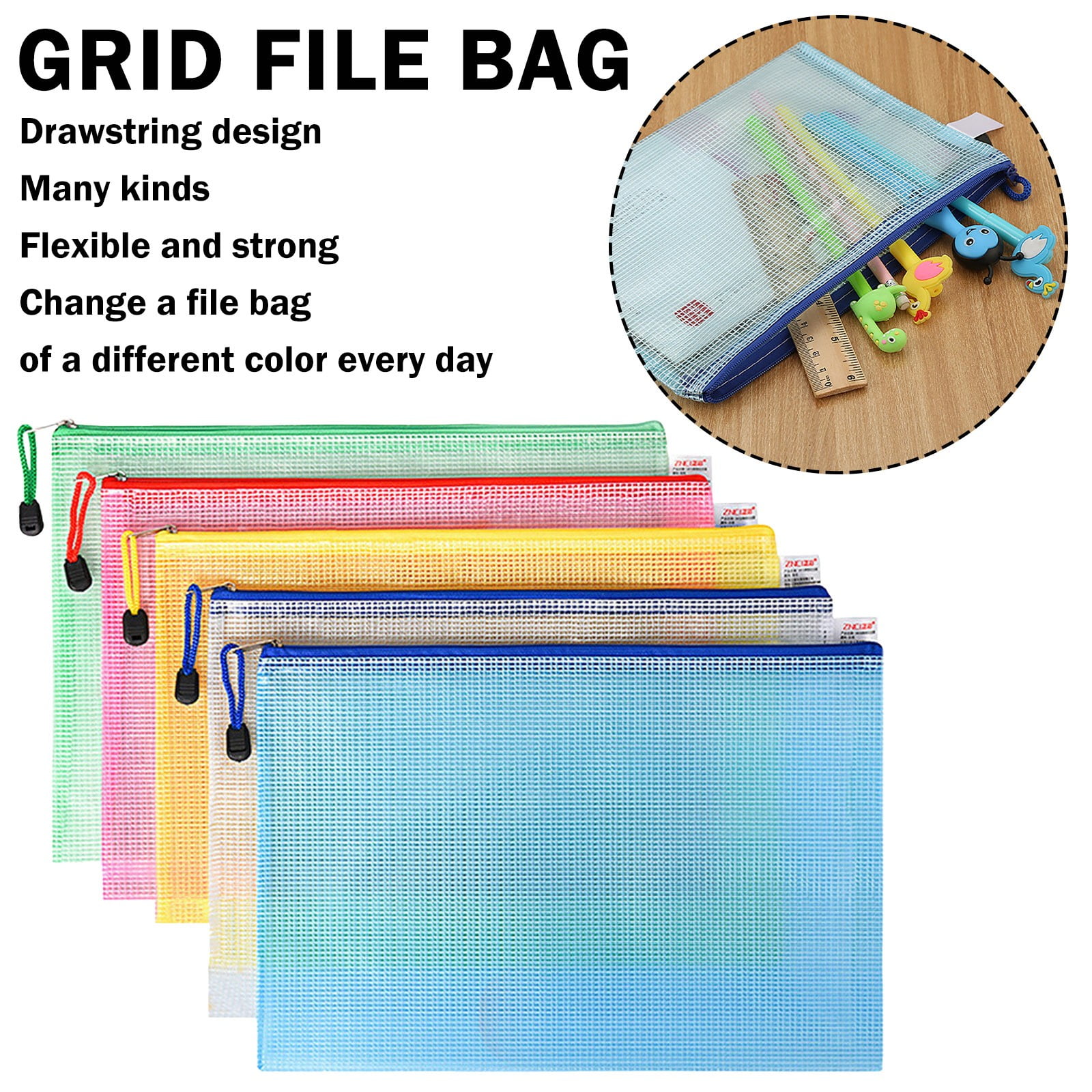 Toolix Stationery Bag B4 Mesh Zipper File Bag Creative Student ...