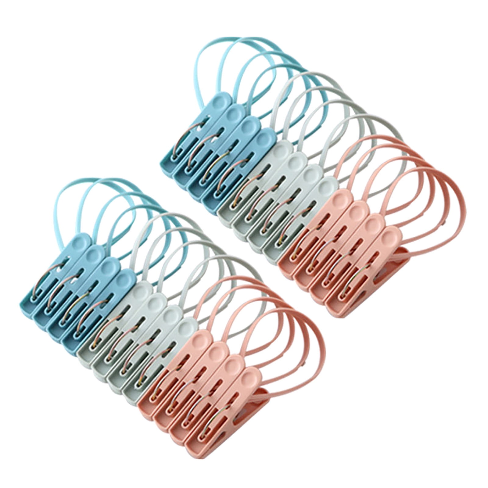 Toolix Utility Hooks Clothes Pins 24 Pack ClothesPins With Plastic Rope ...