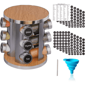 Olde Thompson Spice Rack Set 17 Piece Two-Tier Black Carousel with 16 ...