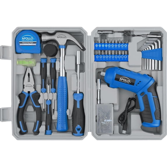 Tools 81-Piece Home Tool Set with 3.6V Li-Ion USB Cordless Screwdriver ...