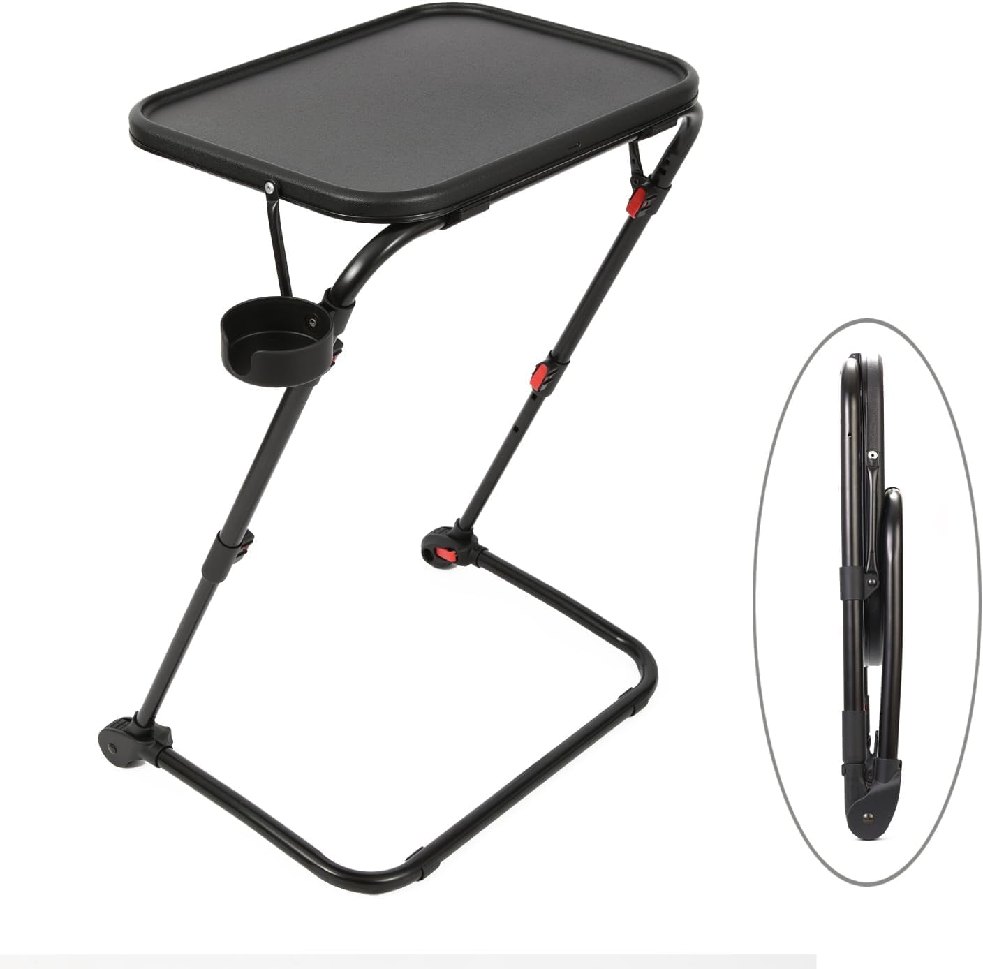 No Tools Adjustable Folding TV Tray Table Desk with Cup Holder for Home ...