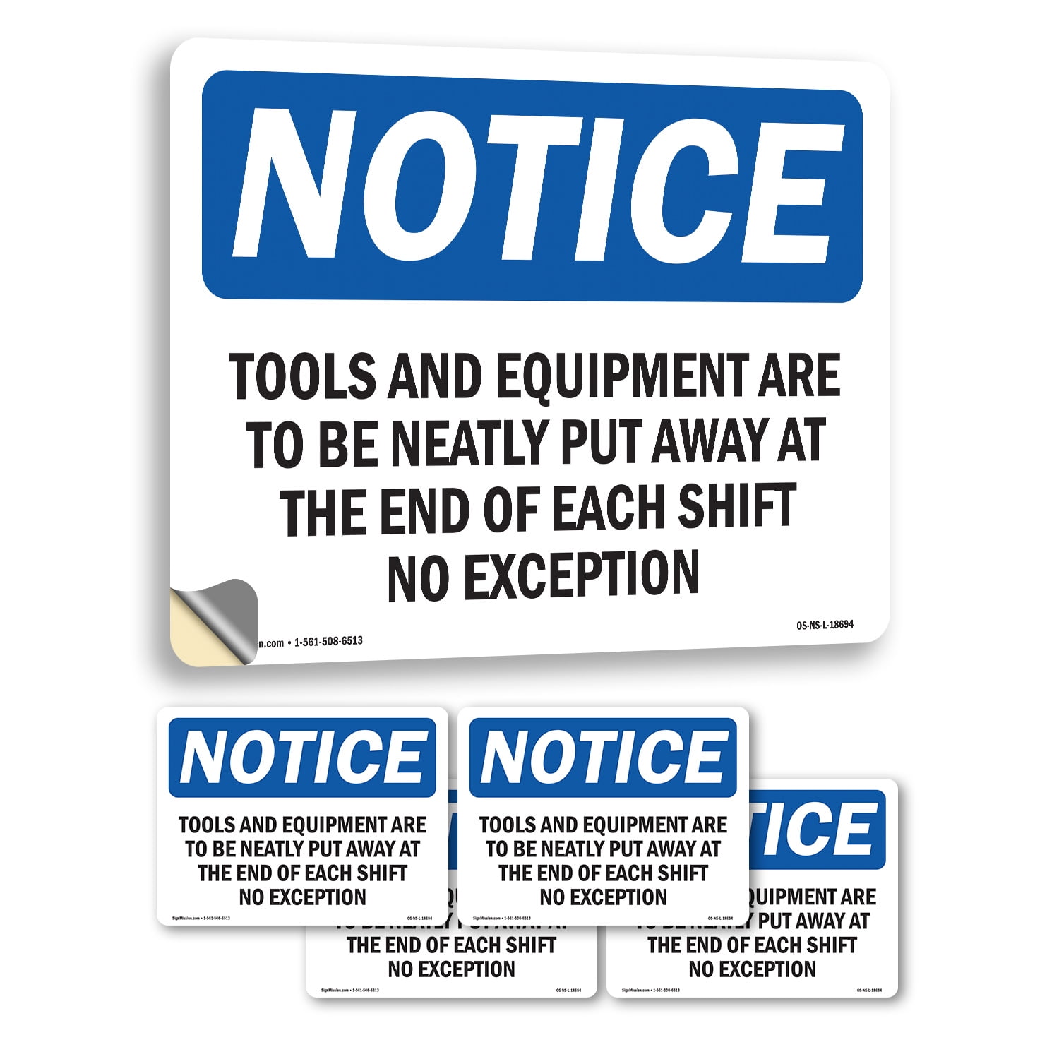 Tools And Equipment Are To Be Neatly Put OSHA Notice Vinyl Decal Label ...