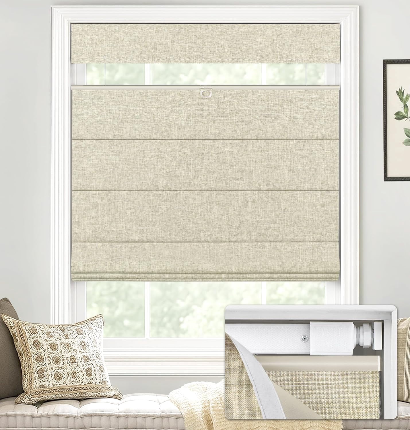 No Tools No Drill Cordless Roman Shades for Window Thermal Insulated ...
