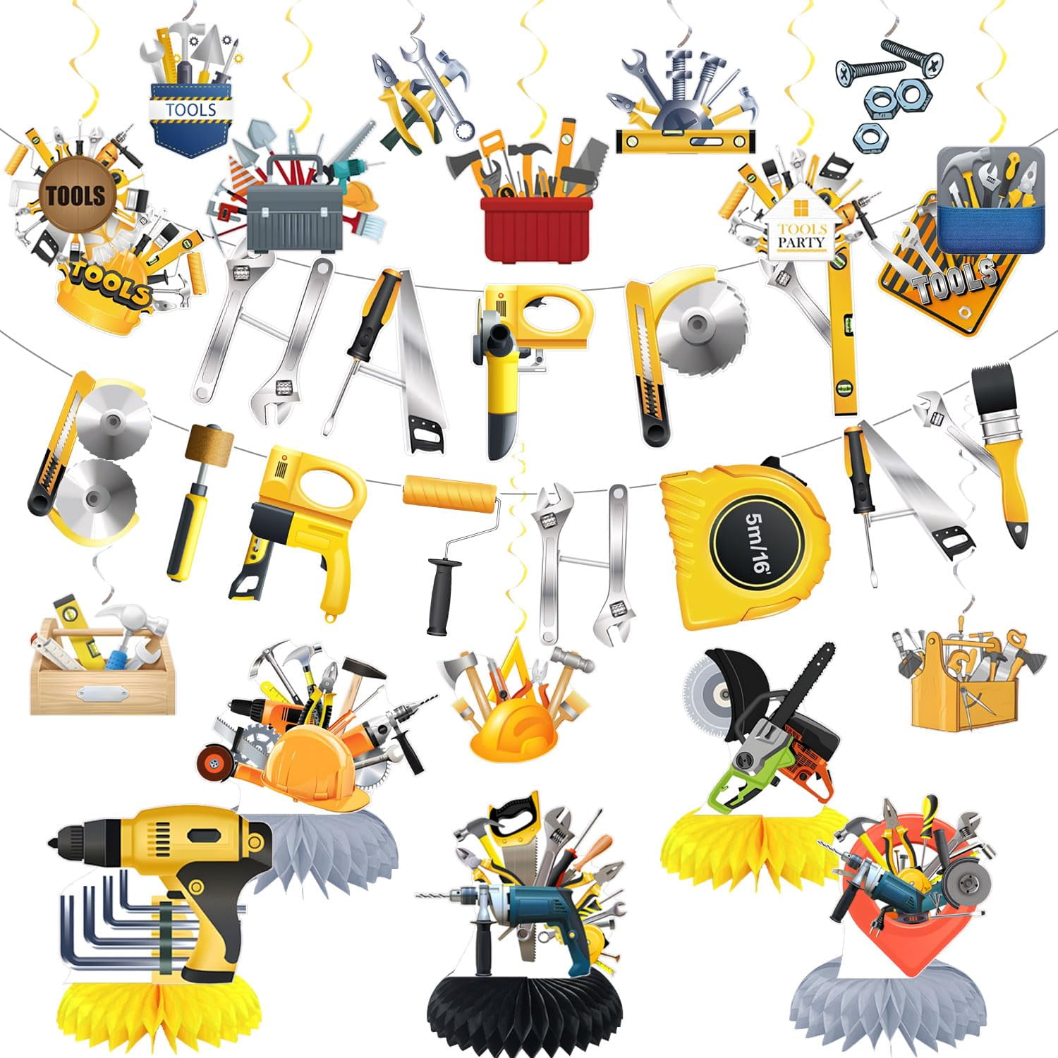 Tools Hanging Party CORNET Decorations Tools Birthday Party Decor ...