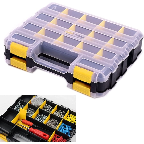 Tools Organizer Box Small Parts Storage Box 34-Compartment Double Side ...