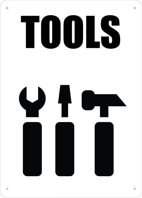 Tools Sign 12X8 Inches Metal Aluminum Signs, Weather Resistant ...