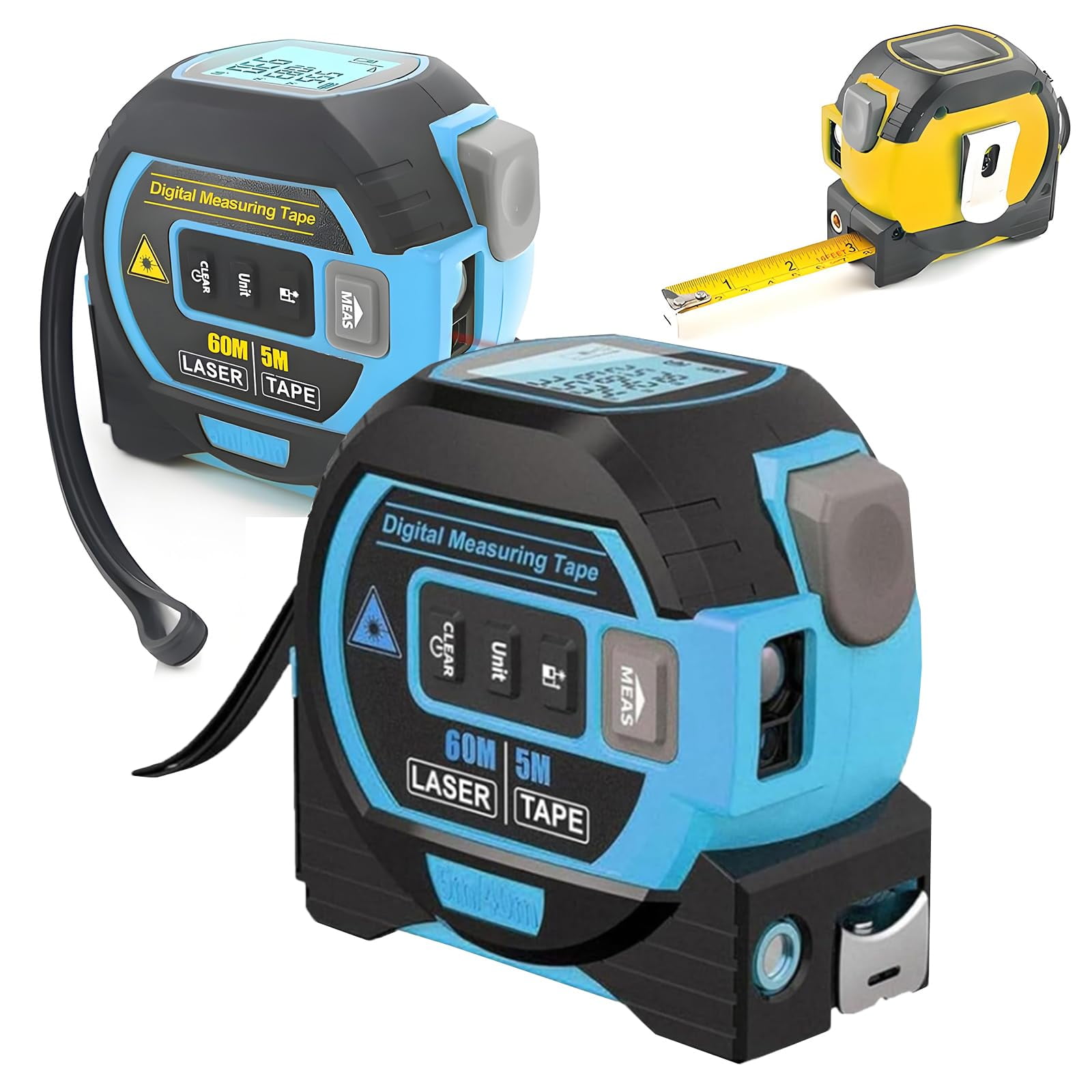 Tools Tape Measure 3in-1 Laser Digital Measuring Tape Ruler-LCD ...